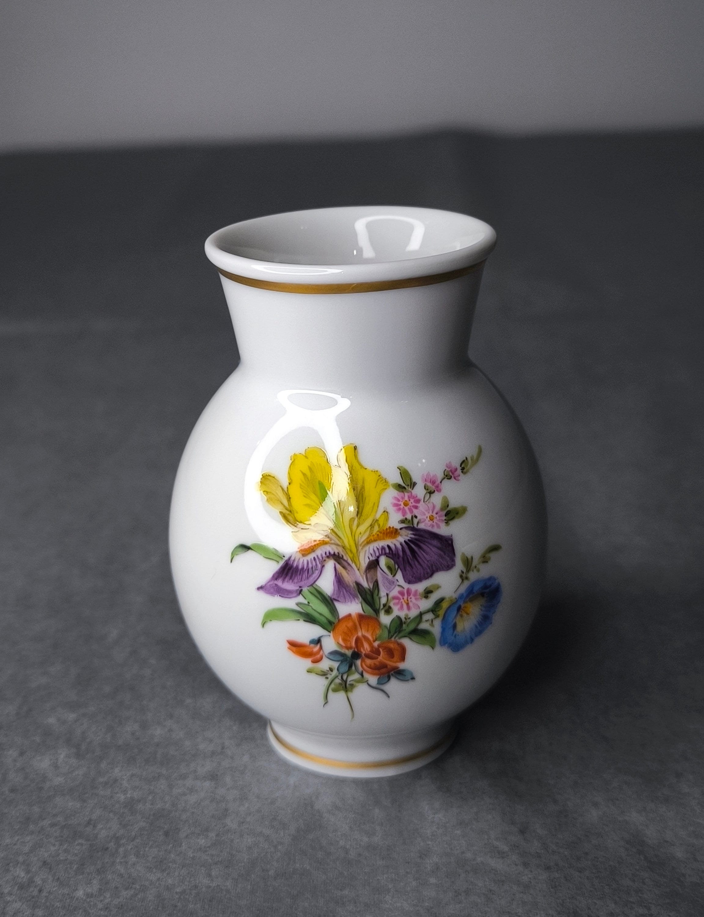 Meissen Vase Blue Crossed Swords Vase Flowers Motive Hand Painted ...