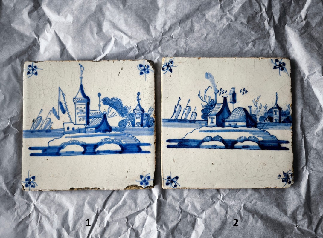 Antique 18th Century Delft Tile - Blue and White Tiles - Dutch Pottery ...