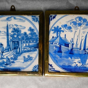 2 Antique 18th Century Delft Tiles Blue and White Tiles Dutch Pottery ...