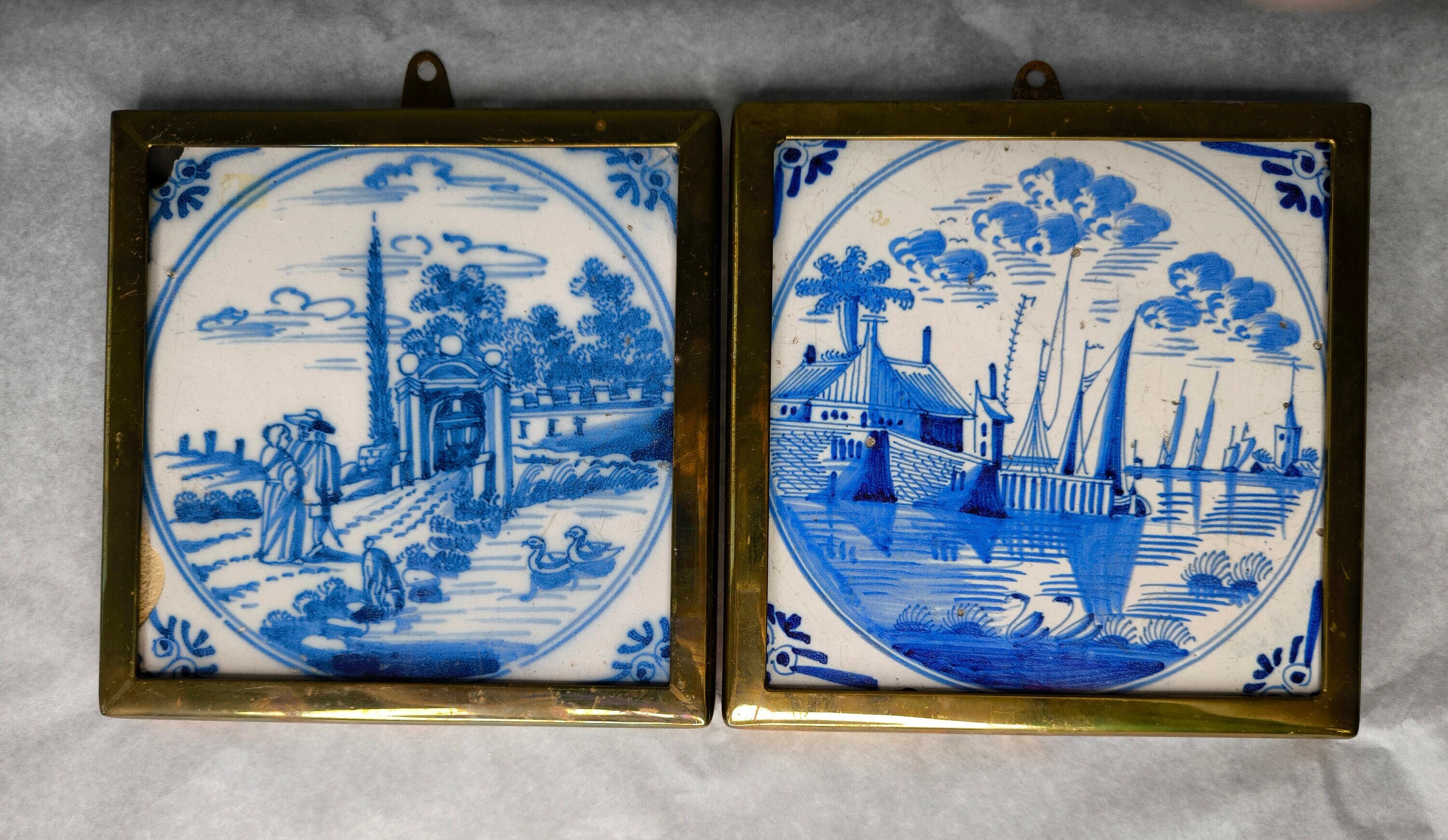 2 Antique 18th Century Delft Tiles - Blue and White Tiles - Dutch ...