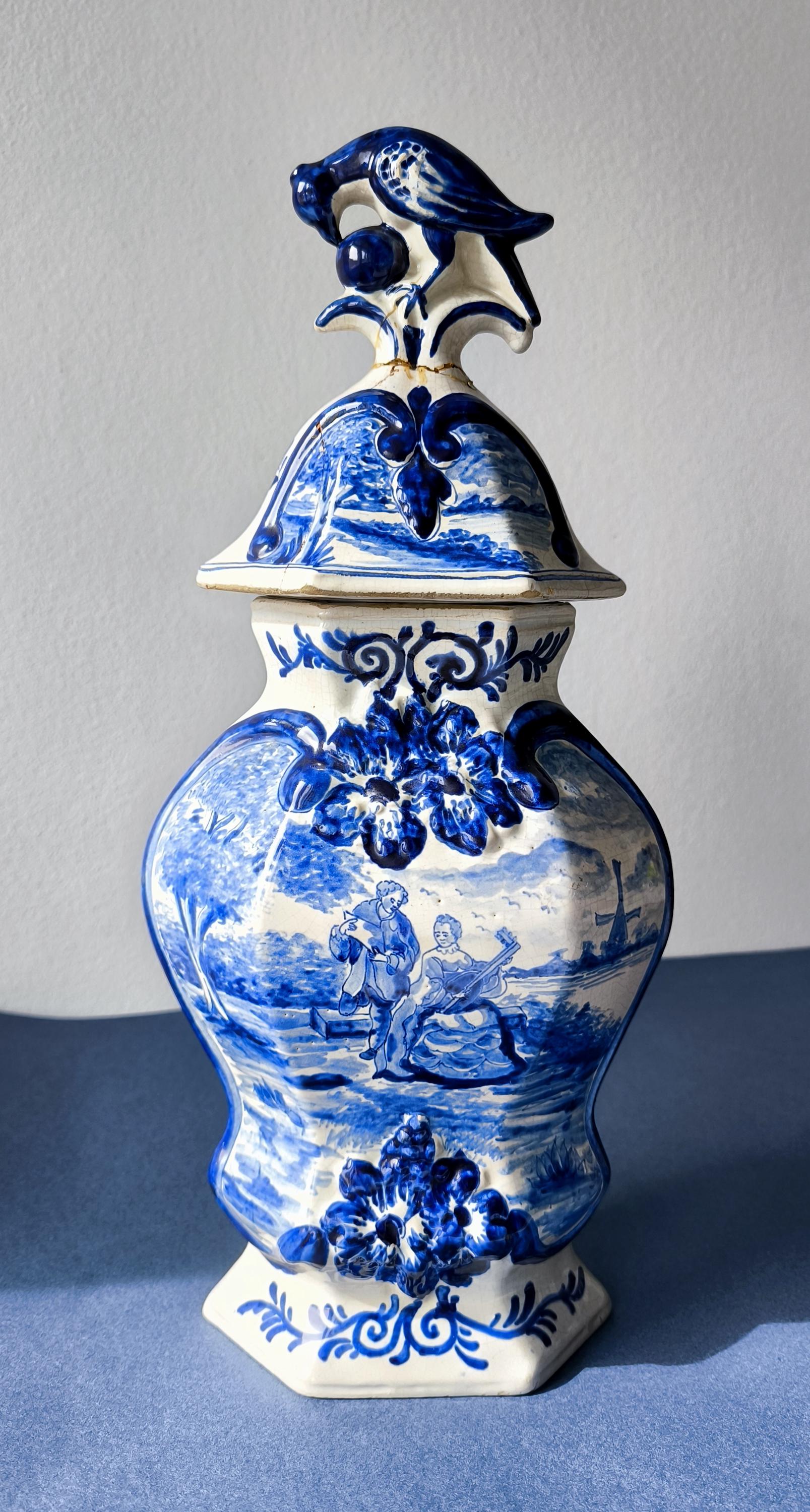 18th Century Delft Blue Vase by De Lampetkan LPK – Authentic Hand ...