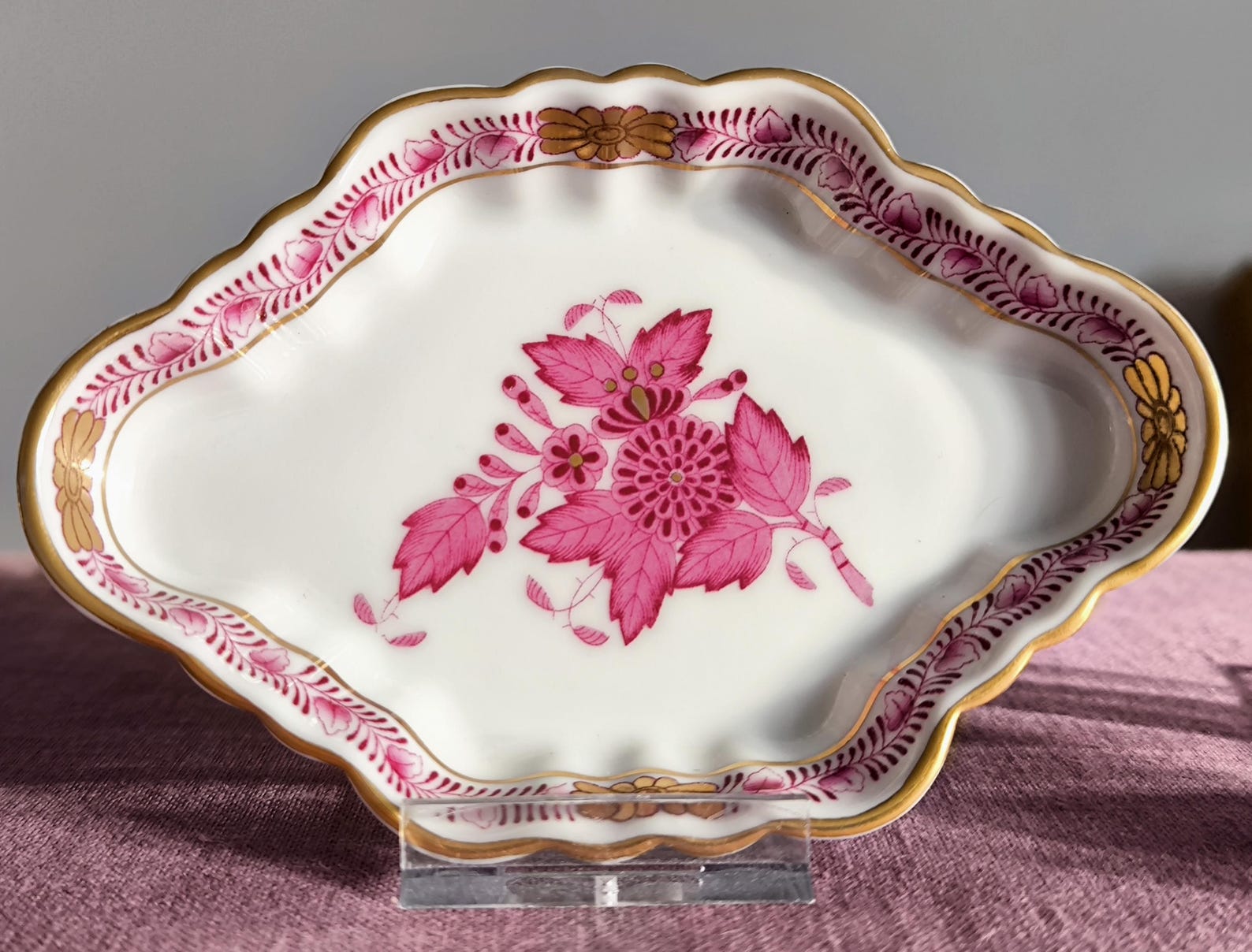 3 Herend Small Dishes Apponyi Purple, Handpainted Herend Hungary Fine ...