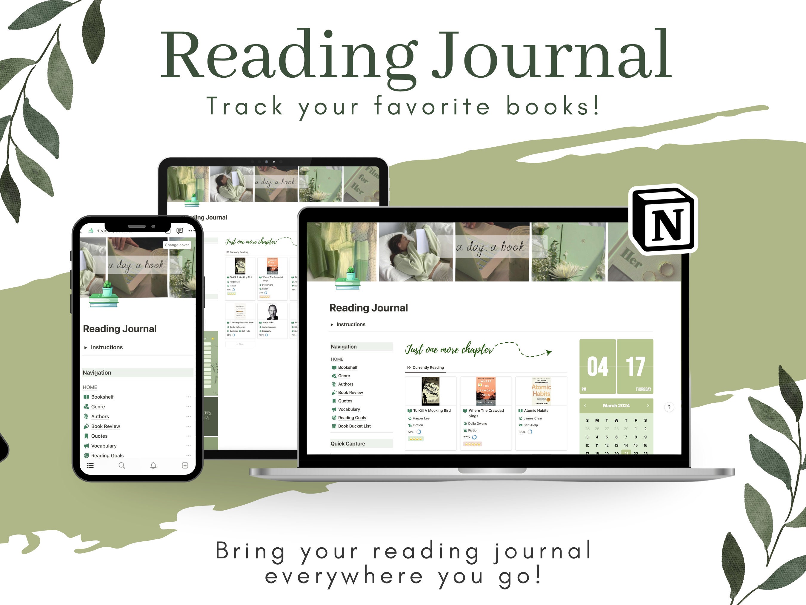 Notion Personal Library Reading Tracker Digital Planner All in One Book ...