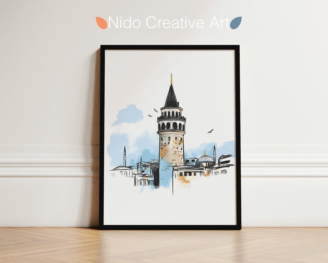 Galata Tower Wall Art, Istanbul Watercolor Print, Turkey Travel Poster ...