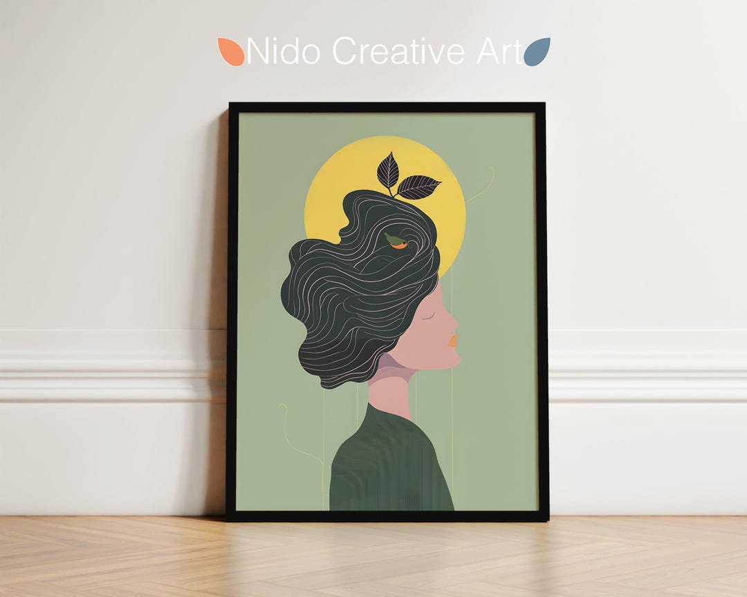 Abstract Woman Profile Art Print, Quirky Minimalist Vector Illustration ...