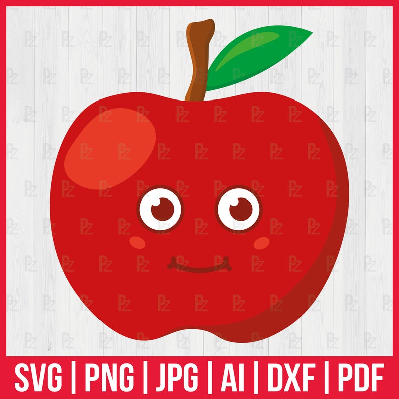 Cute Apple Svg, Apple Svg, Red Apple File, Vector and Clipart Apple ...