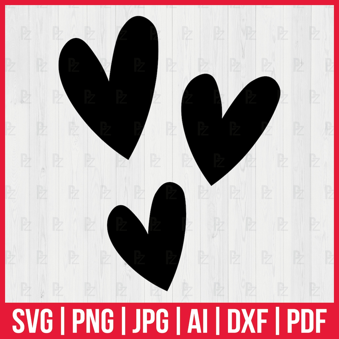 Three Little Hearts Svg, Heart Cutting File, Love Svg, Dxf File, Png ...