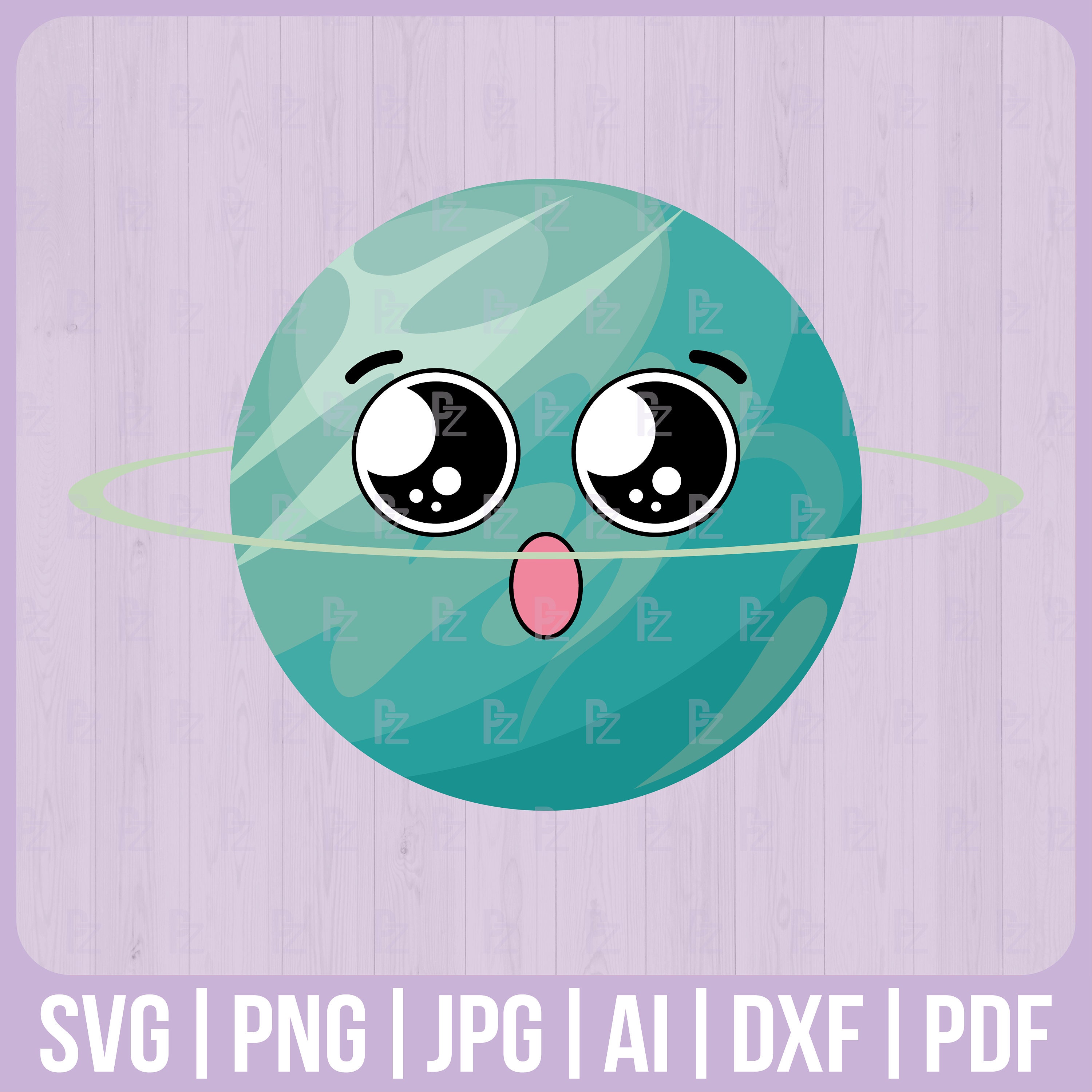 Blue Planet Svg, Cute Planet Vector and Clipart, Kawaii Face Svg ...