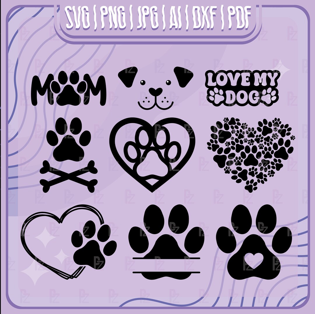 Paw Print Svg Bundle Dog SVG Bundle Paw Print Svg Puppy Svg Dog Lover ...