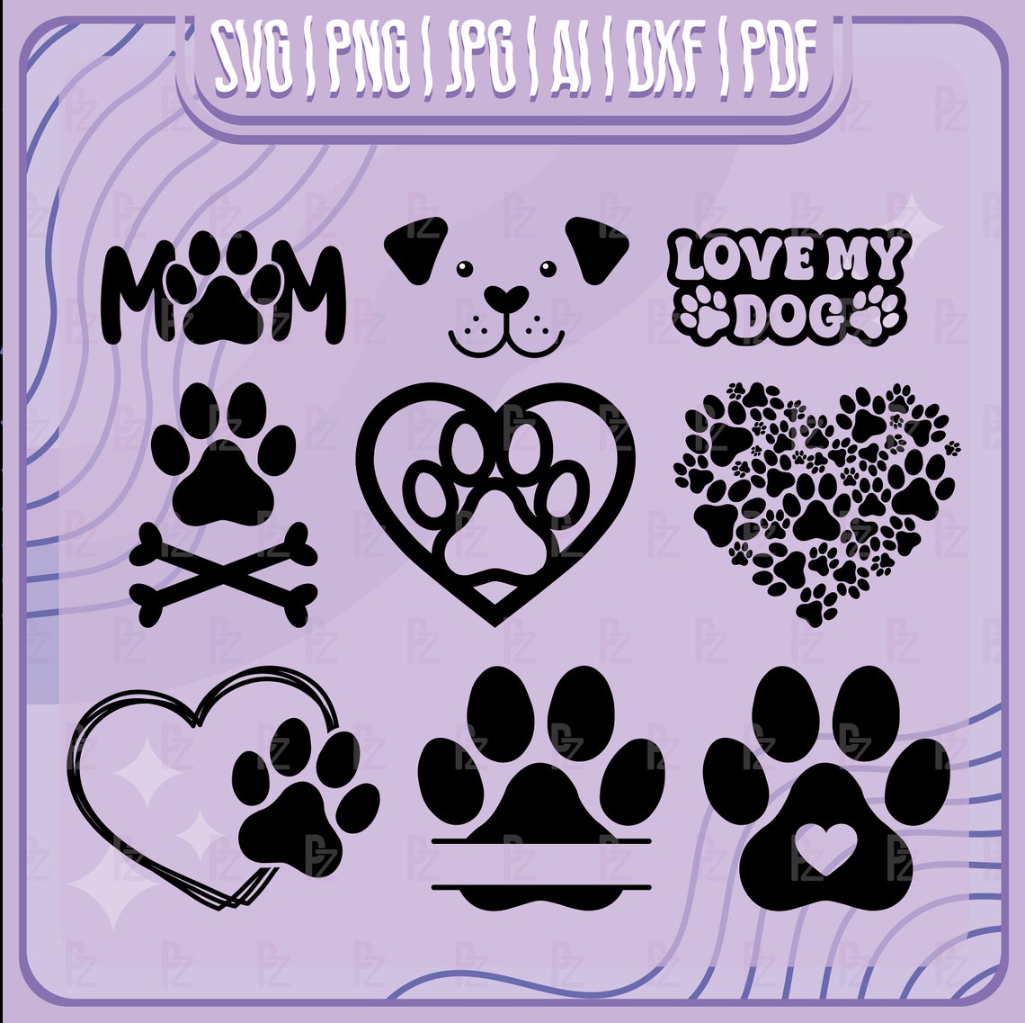 Paw Print Svg Bundle Dog SVG Bundle Paw Print Svg Puppy Svg Dog Lover ...
