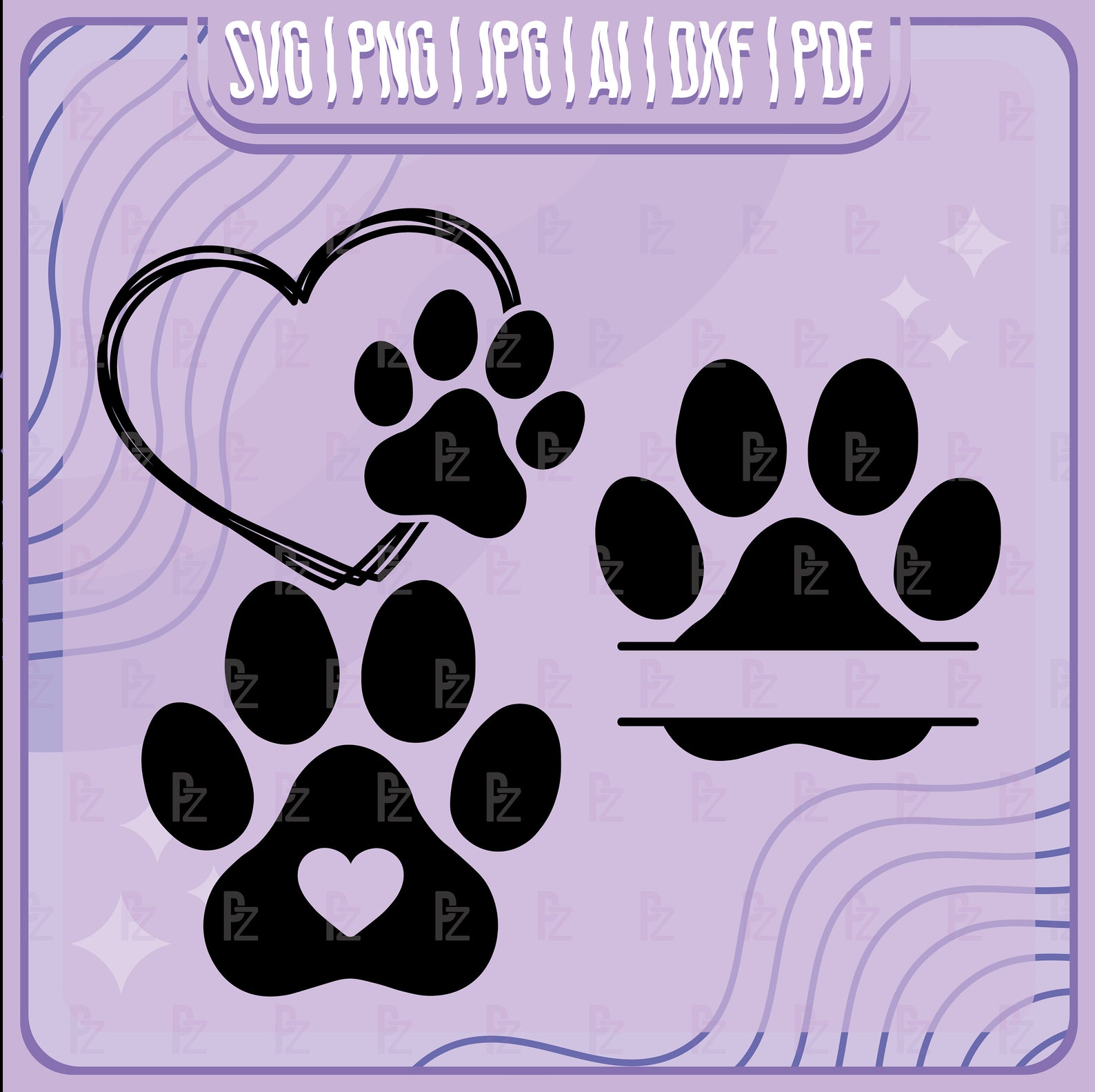 Paw Print Svg Bundle Dog SVG Bundle Paw Print Svg Puppy Svg Dog Lover ...