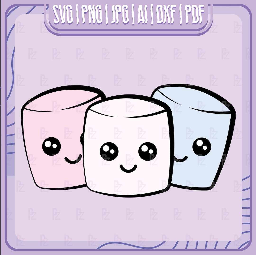 Kawaii Marshmallow SVG Cute and Kawaii Svg Marshmallow Clipart Instant ...