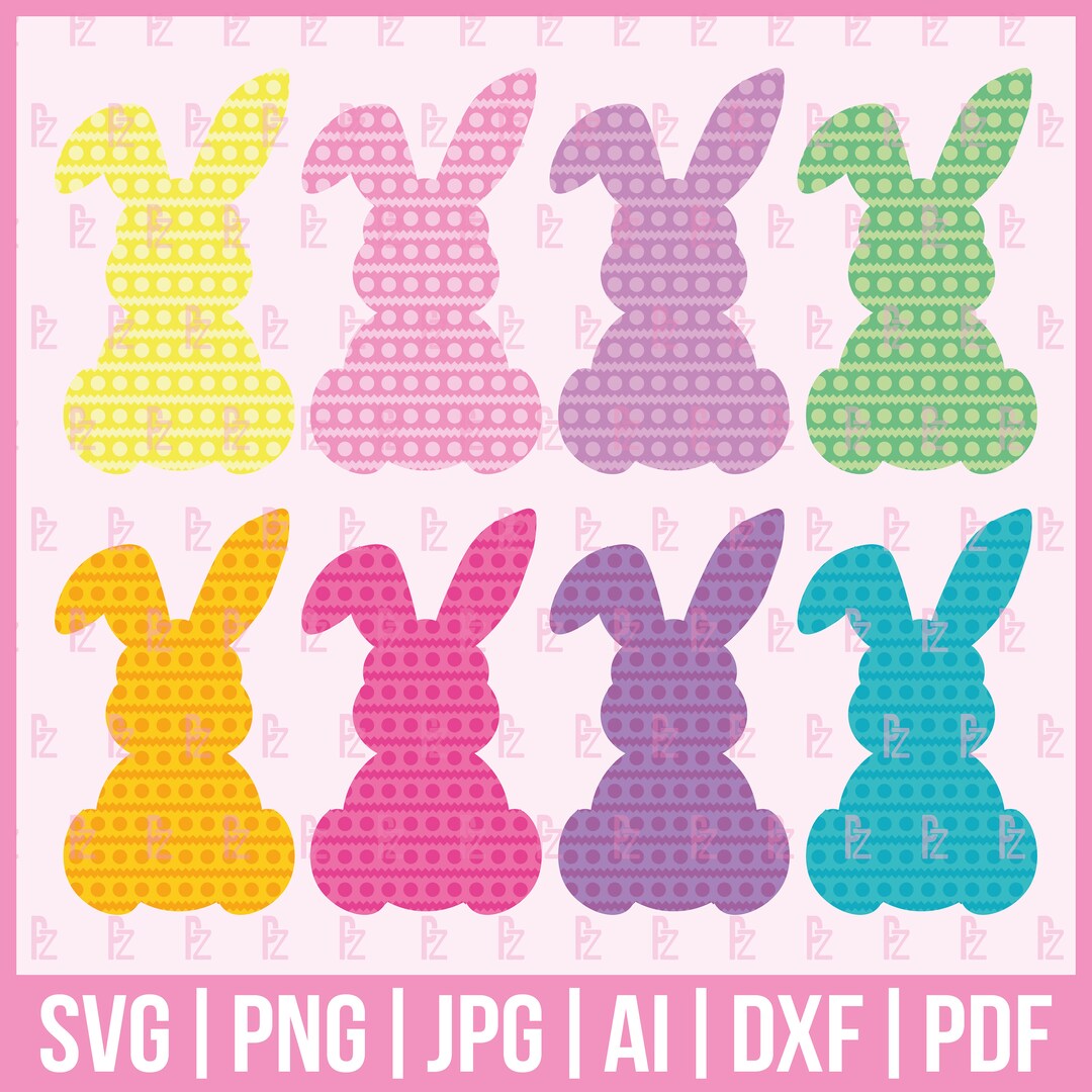 Easter Bunny SVG Bundle, Bunny DXF, Bunny Shape AI, Png, Jpg, Outline ...