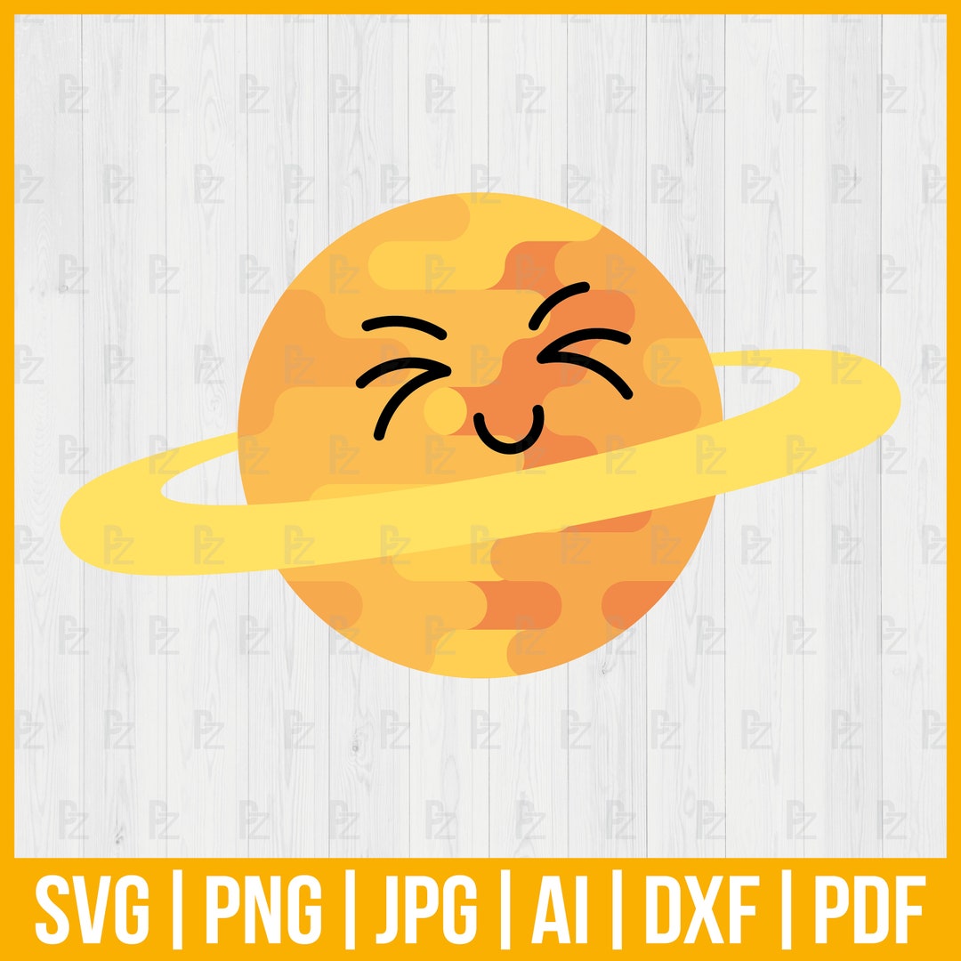 Jupiter Svg, Cute Planet Vector and Clipart, Kawaii Face Jupiter Svg ...