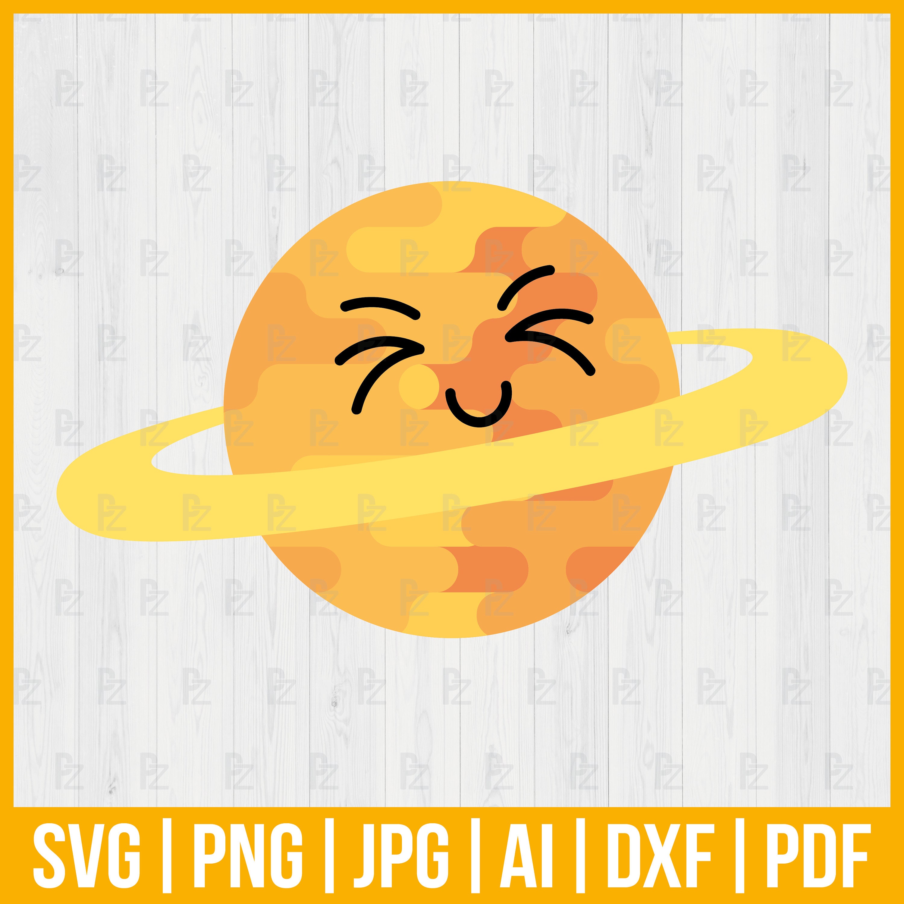 Jupiter Svg, Cute Planet Vector and Clipart, Kawaii Face Jupiter Svg ...