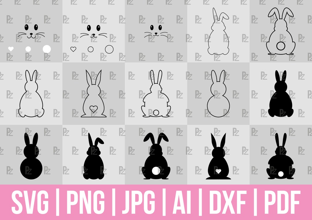 Easter Bunny SVG Bundle, Bunny DXF, Bunny Shape AI, Png, Jpg, Bunny ...
