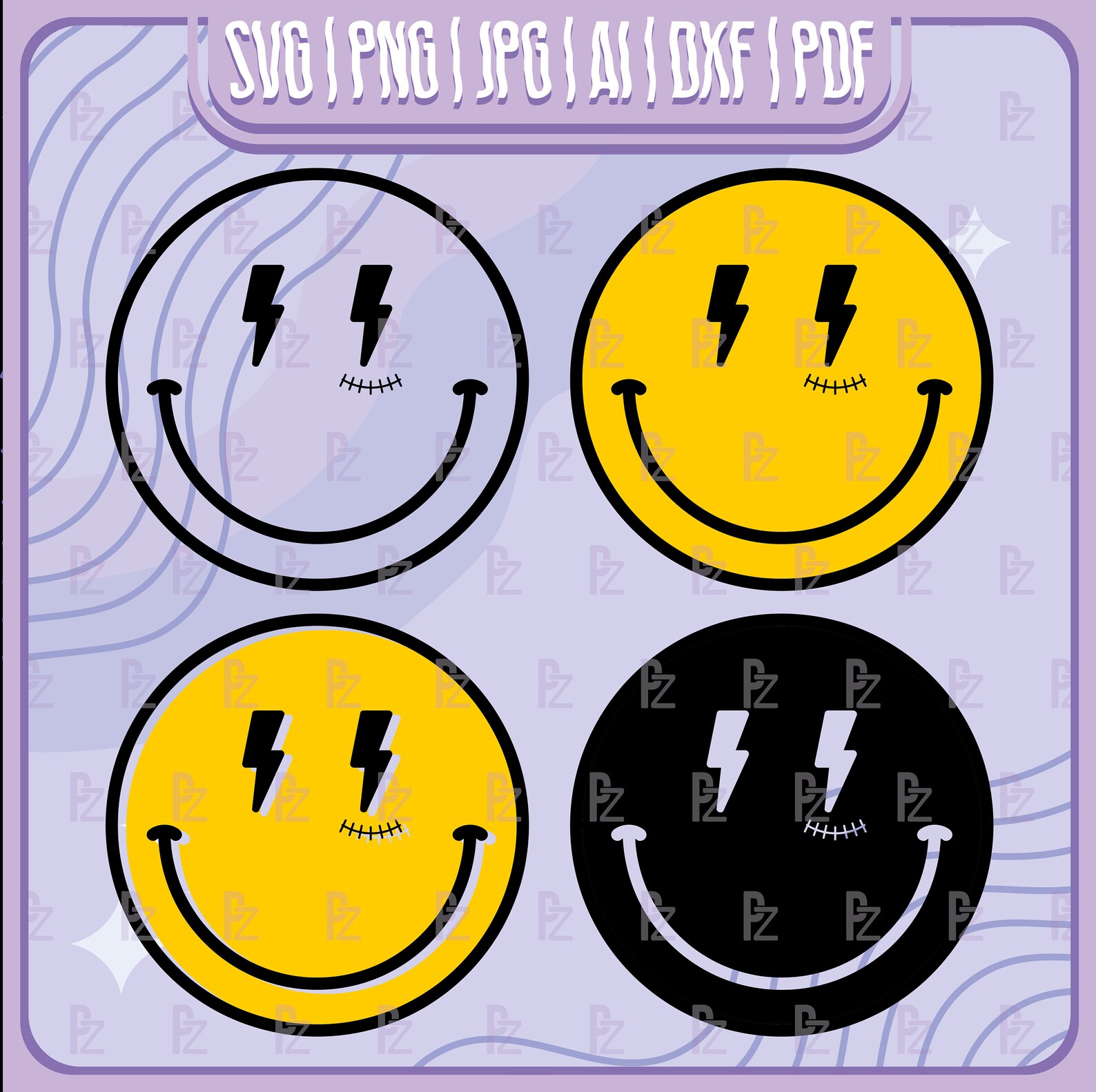 Lightning Smiley Face Svg High Smiley Svg Emoji Svg Svg Files for ...