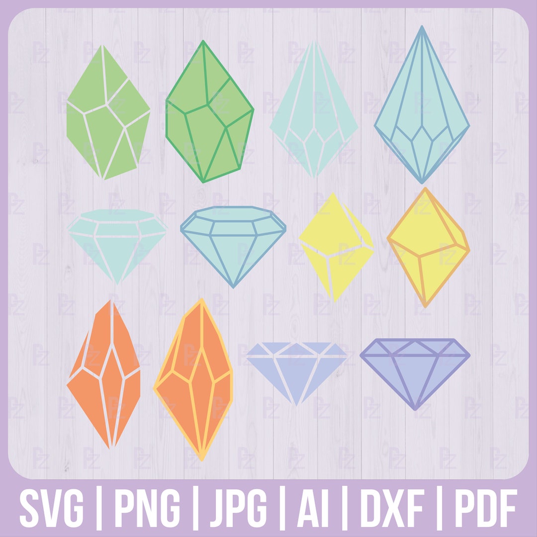 Crystals SVG Bundle, Diamonds Svg, Gemstones Svg, Svg, Dxf, Png, Jpg ...
