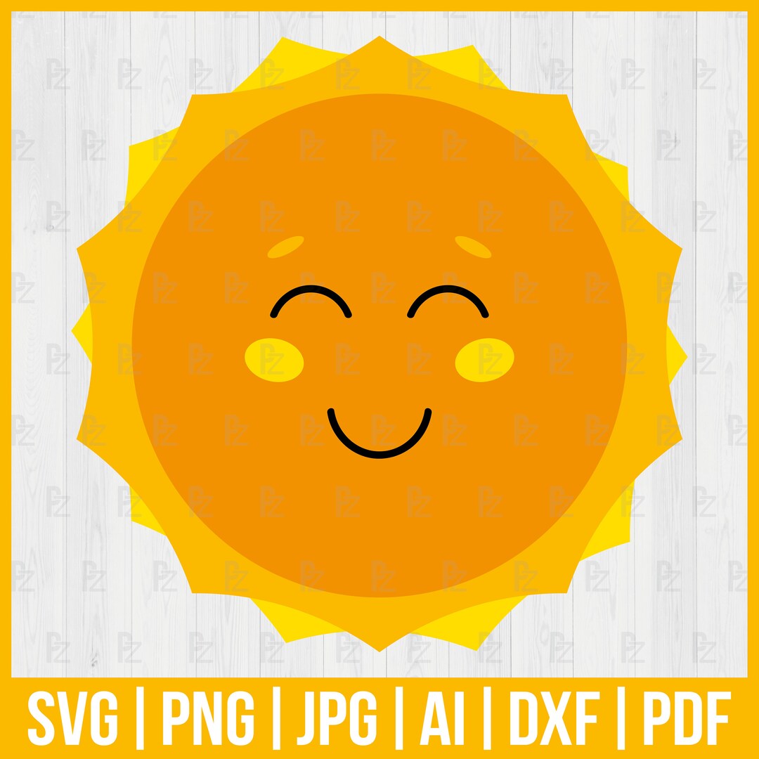 Cute Sun Svg, Summer Sun Svg, Vector and Clipart Sun, Dxf, Eps, Jpg ...