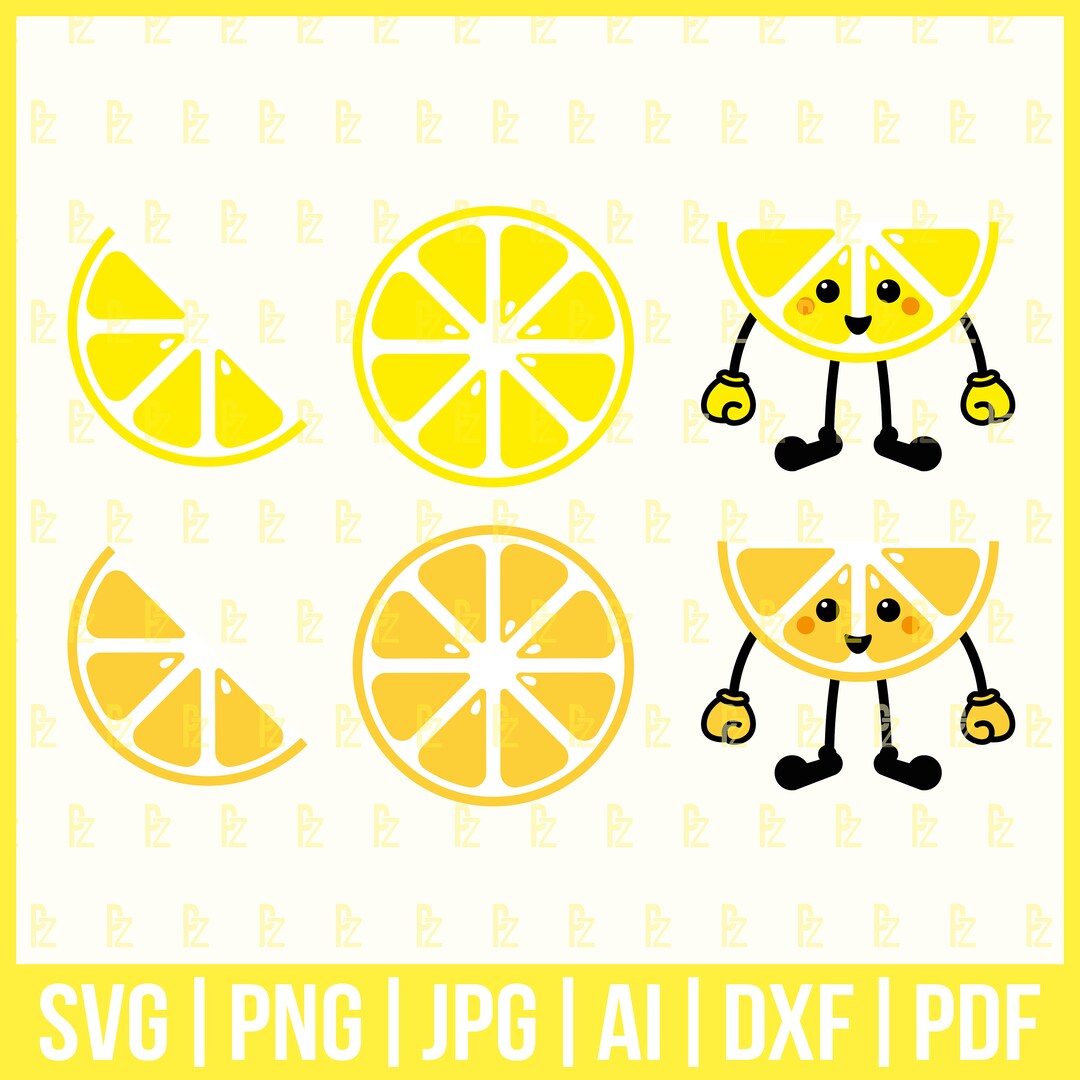 SVG Lemon slice, svg drawing, dxf, ai, png, eps, pdf, groovy, digital ...