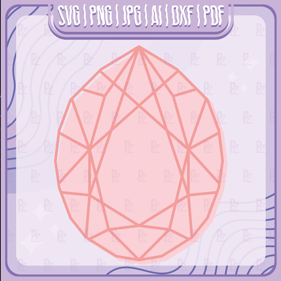 Crystal Gem Svg File Diamond Svg Gemstone Clipart and Vector Jpg, Png ...