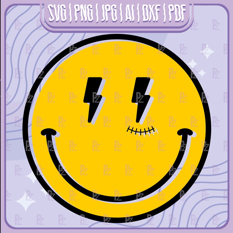 Lightning Smiley Face Svg High Smiley Svg Emoji Svg Svg Files for ...