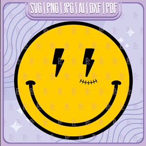 Lightning Smiley Face Svg High Smiley Svg Emoji Svg Svg Files for ...