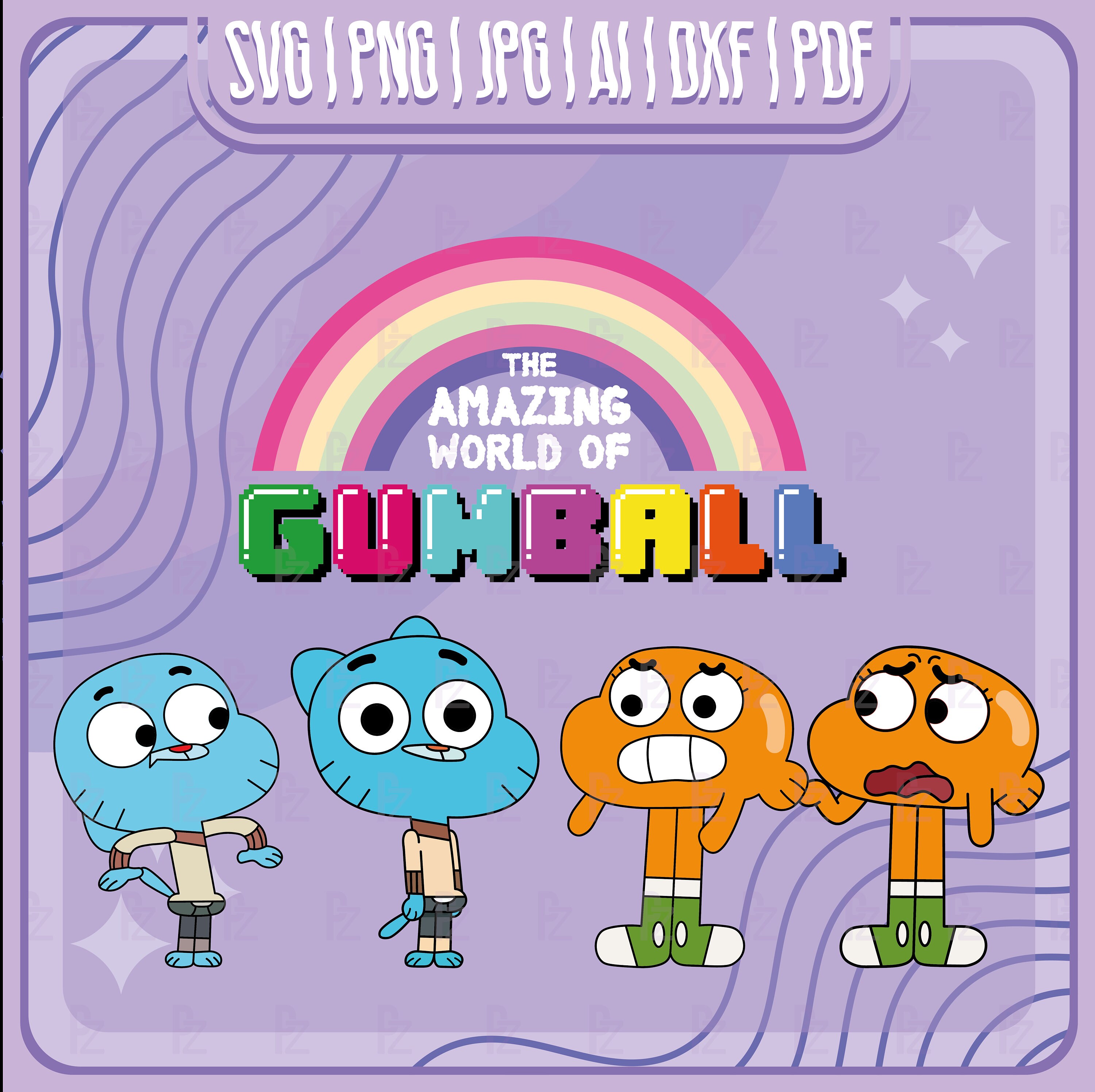 Cartoon Bundle Svg Gumball and Darwin Clipart Layered Vectors Png, Jpg ...