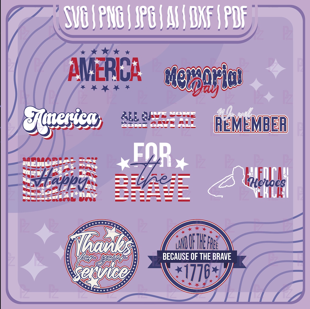 Memorial Day SVG Bundle Patriotic Svg Veteran Svg Memorial Day 4th of ...