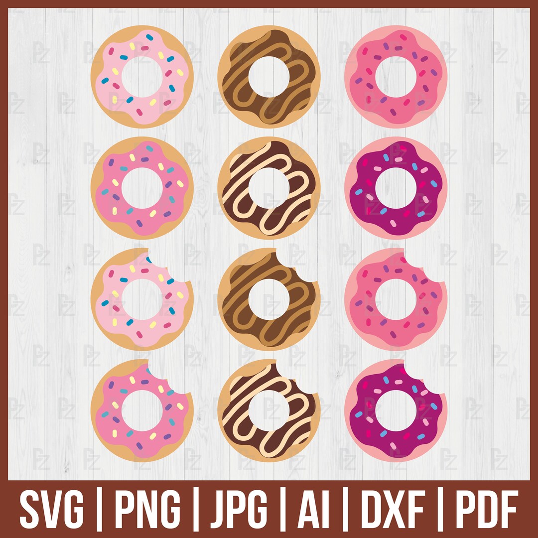 SVG Bundle Donuts, 12 Files, Donuts Vector and Clipart, Cutting Files ...