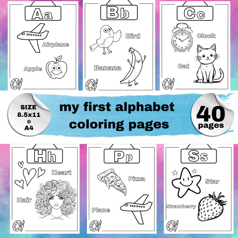 40 Alphabet Coloring Pages for Kids, Toddlers, Preschoolers, Homeschool ...