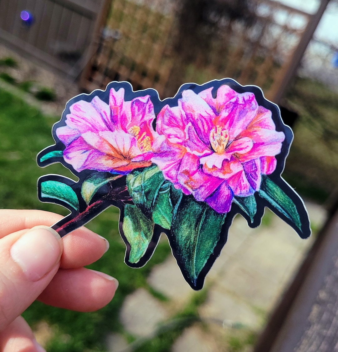 Camellia Floral Flower Sticker - Etsy