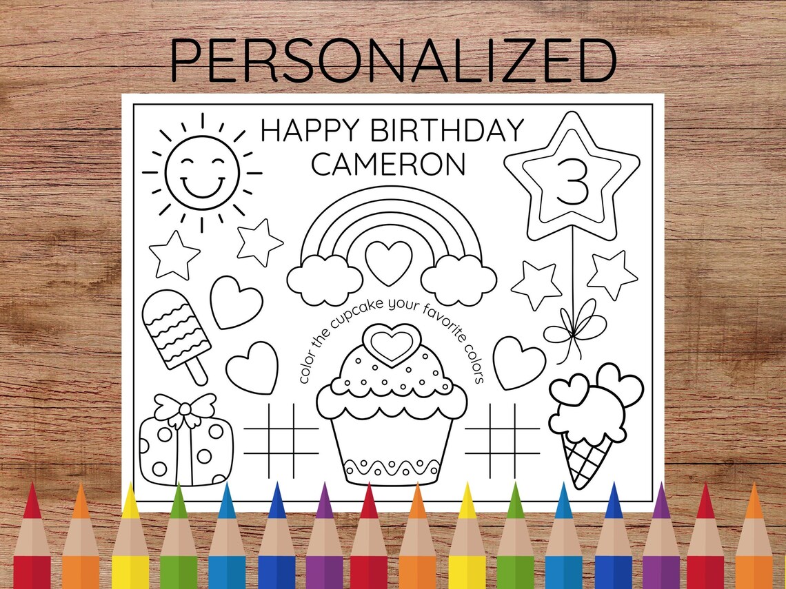 Personalized Birthday Coloring Page – Child’s Name & Age • Instant ...