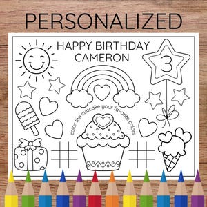 Personalized Birthday Coloring Page – Child’s Name & Age • Instant ...