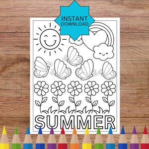Summer Coloring Pages, Kids Activity Book, Fun Coloring Sheets, Summer ...