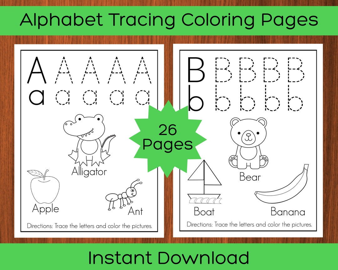 Preschool Alphabet Coloring Pages & Tracing Worksheets Fun ABC Activity ...