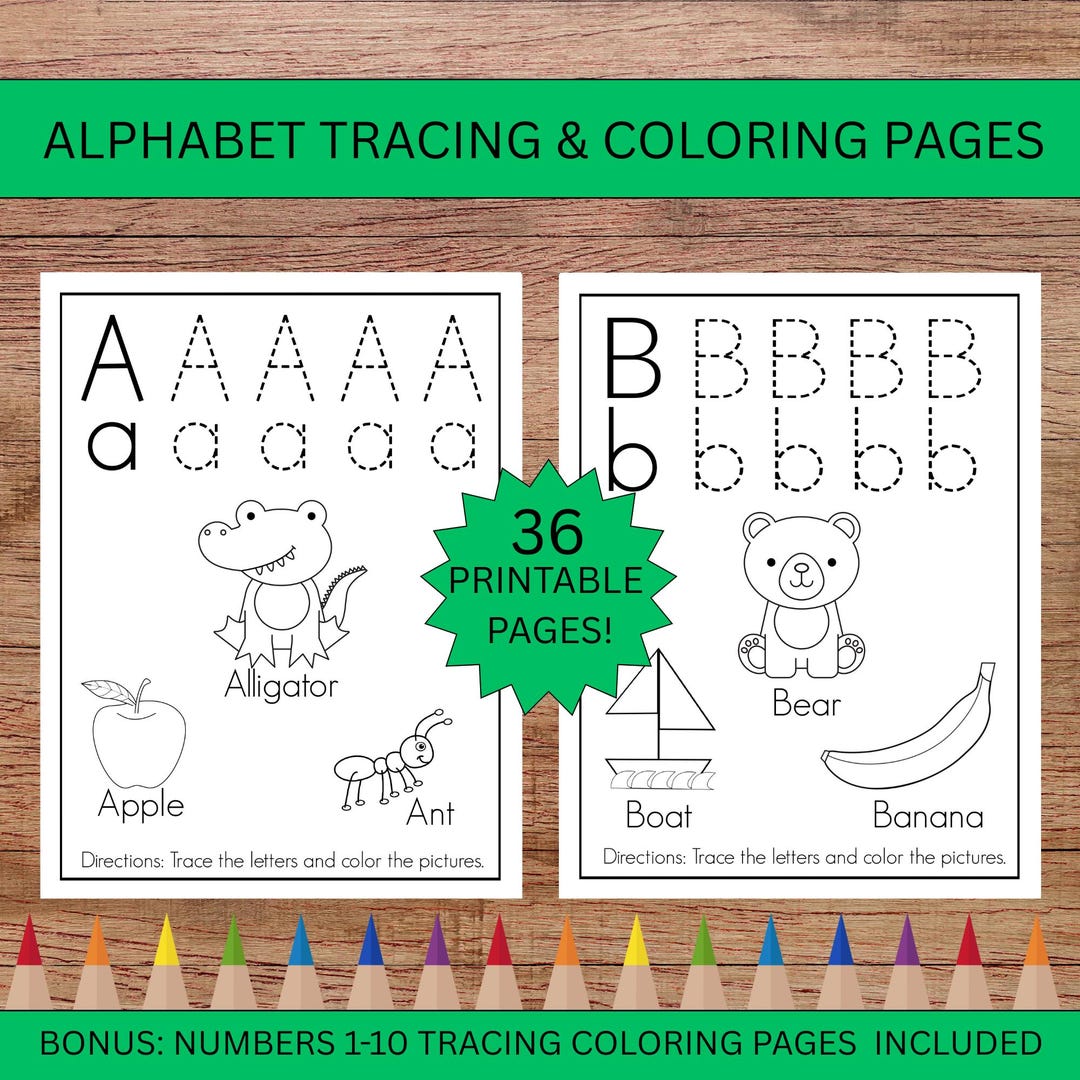 Preschool Alphabet Tracing & Coloring Pages | A–Z Letter Tracing ...