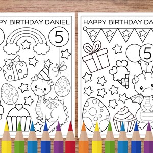 Personalized Unicorn & Dragon Birthday Coloring Placemat Page, Fun Kids ...