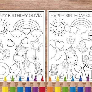 Unicorn Birthday Coloring Pages – Personalized Name and Age – Kids ...