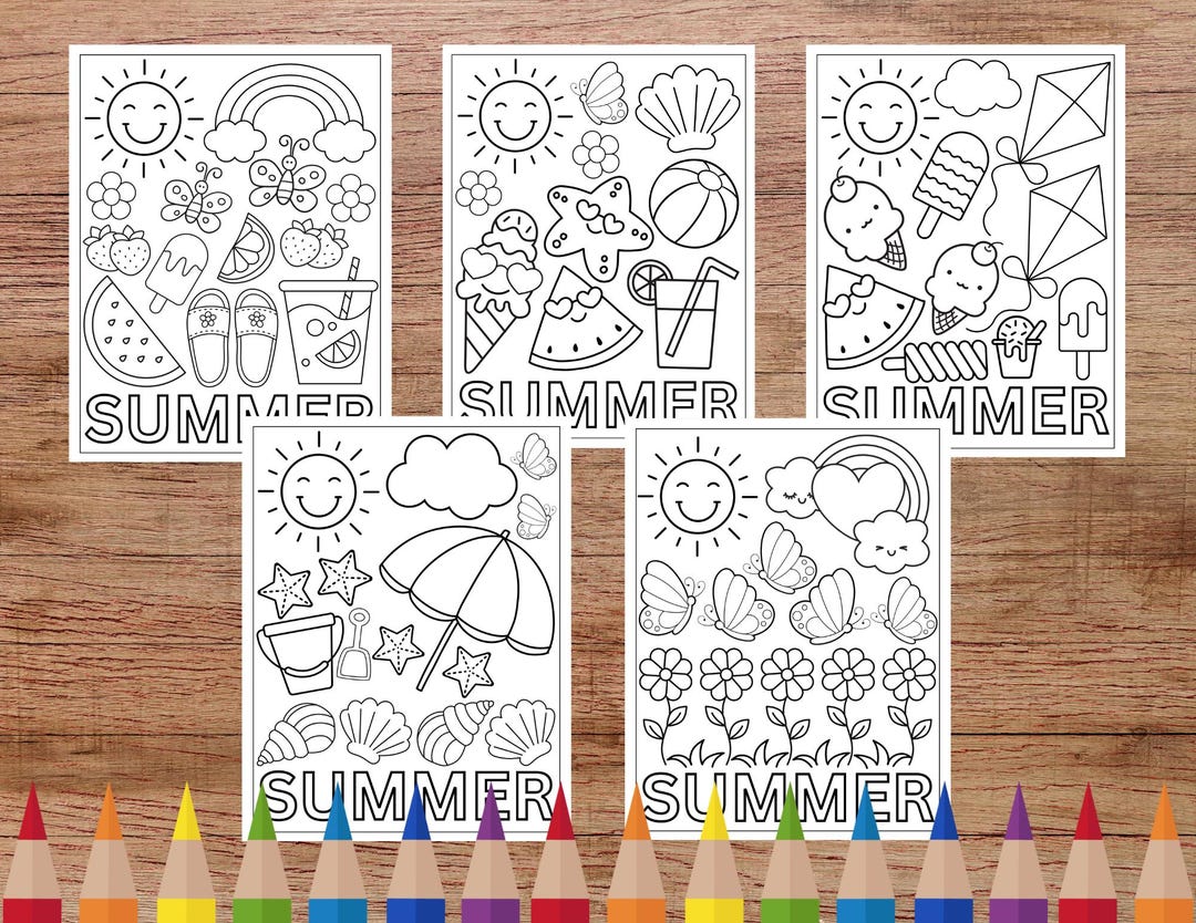 Summer Coloring Pages, Kids Activity Book, Fun Coloring Sheets, Summer ...