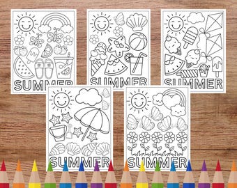 Summer Fun Coloring Pages Instant Digital Download Kids Coloring Sheets ...