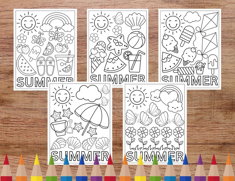Summer Coloring Pages, Kids Activity Book, Fun Coloring Sheets, Summer ...