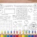 Thanksgiving Activity Placemat Printable | Kids Coloring Page, Word ...