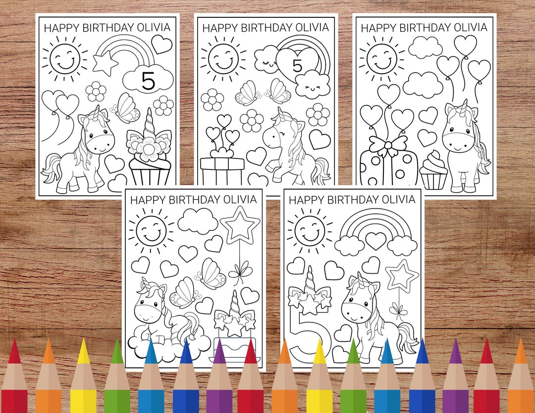 Unicorn Birthday Coloring Pages – Personalized Name and Age – Kids ...