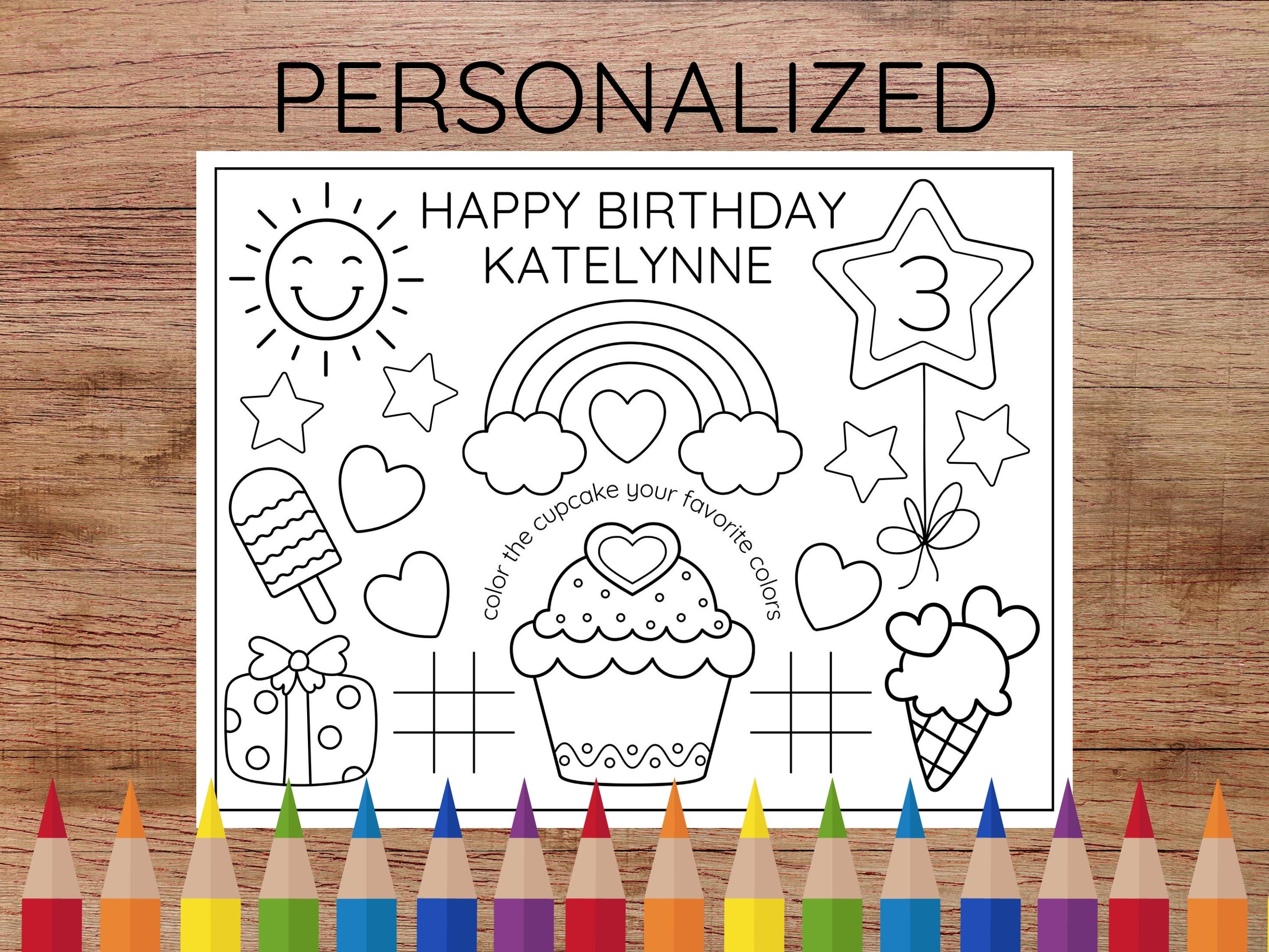 Personalized Birthday Coloring Page – Child’s Name & Age • Instant ...