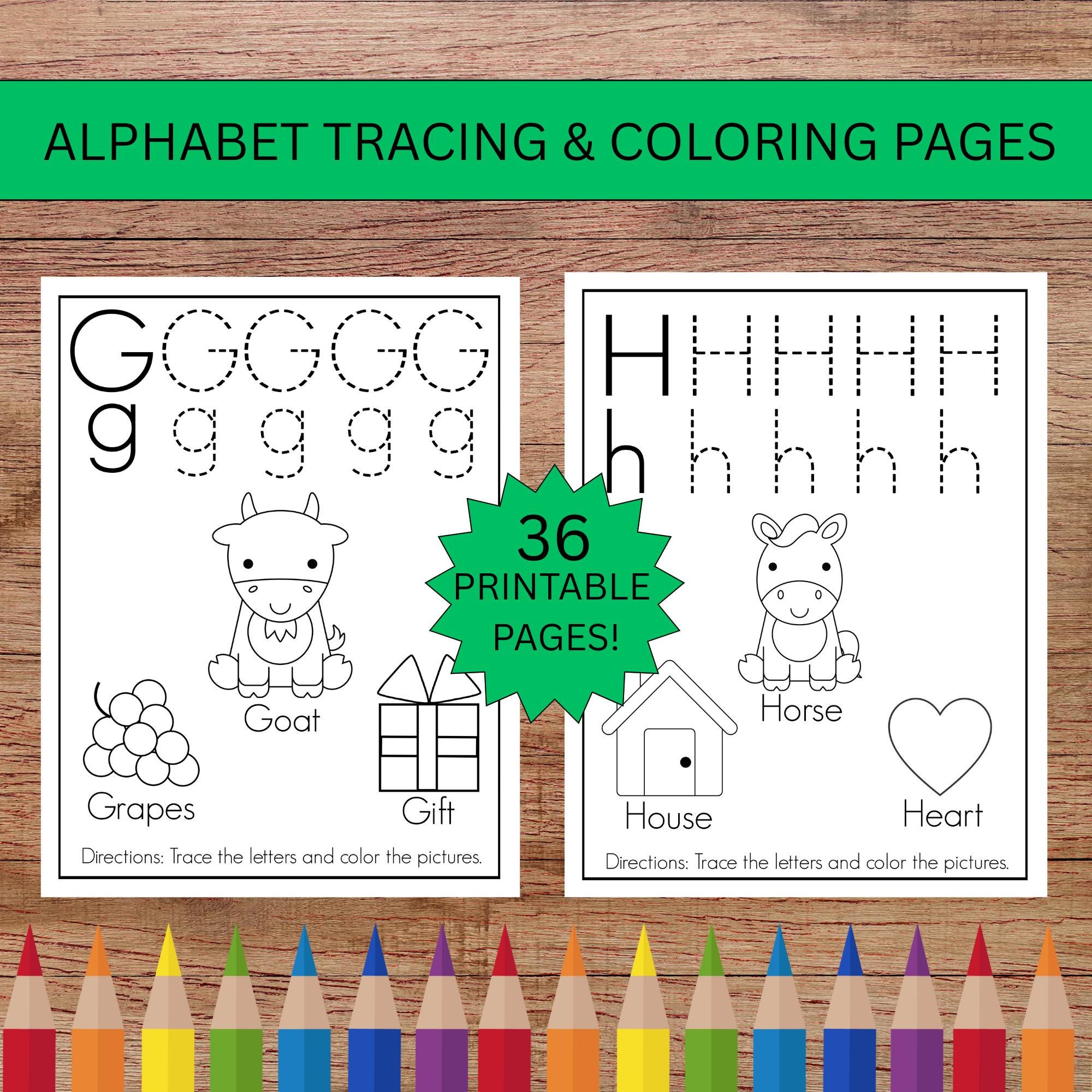 Preschool Alphabet Tracing & Coloring Pages | A–Z Letter Tracing ...