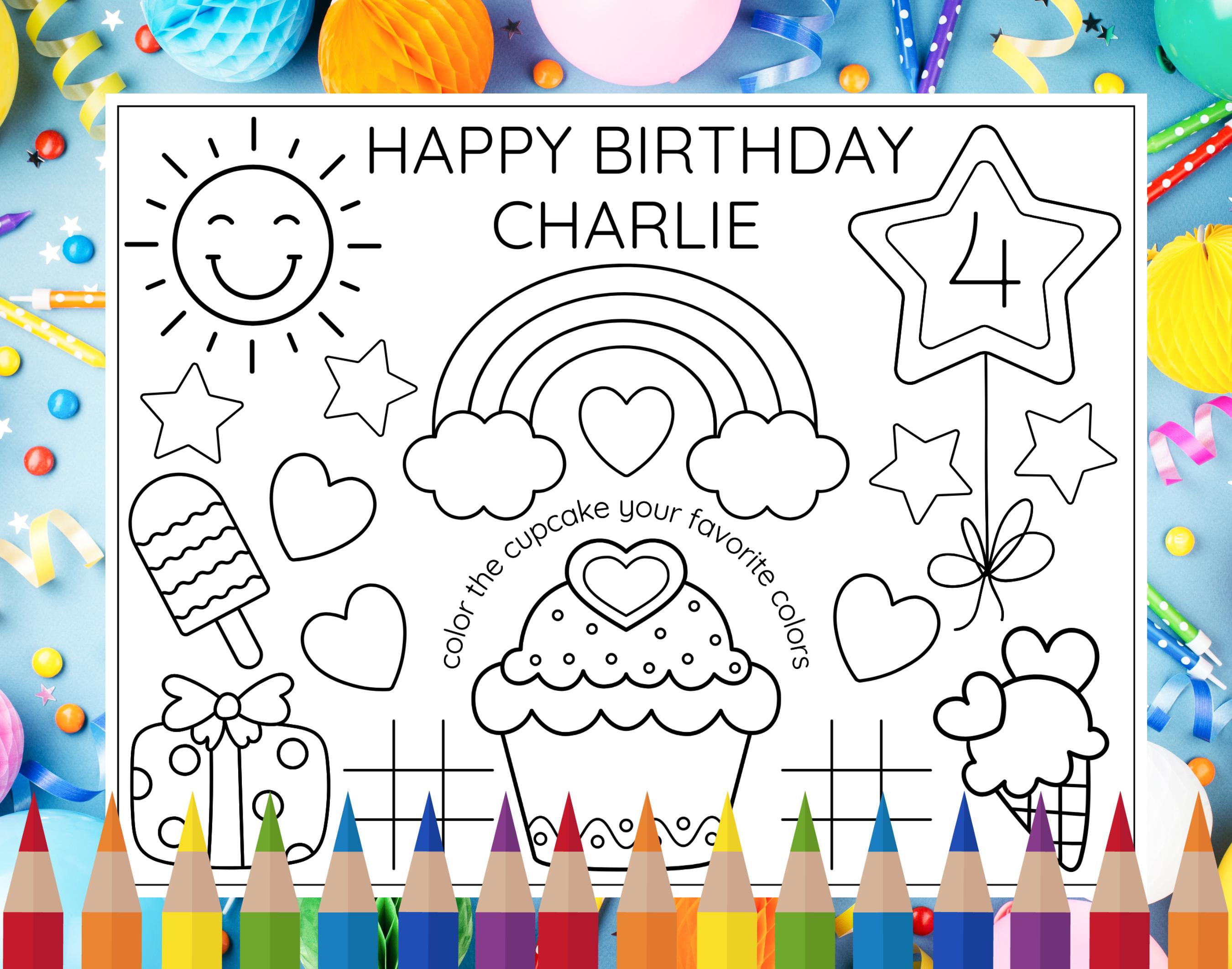 Personalized Birthday Coloring Page – Custom Kids Party Activity ...