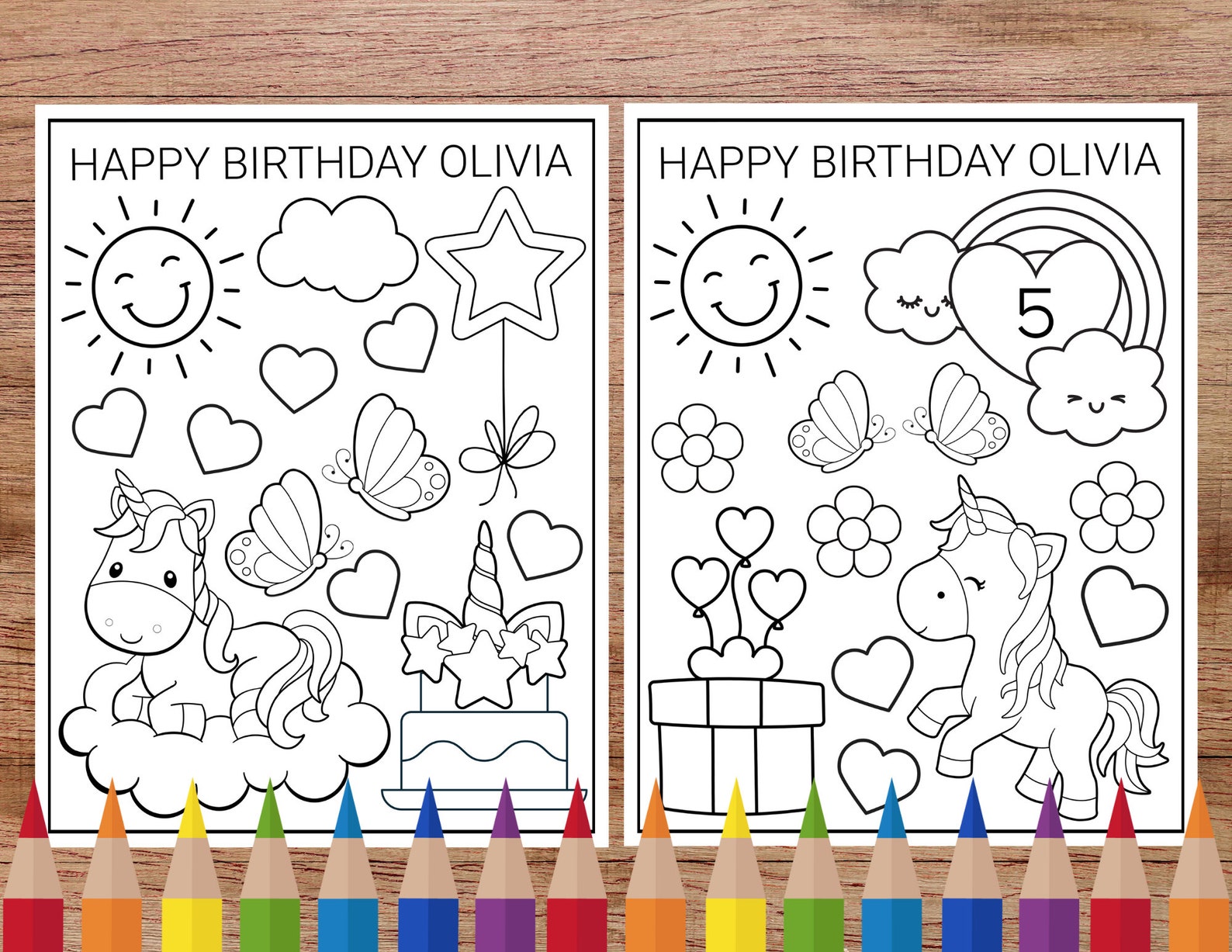 Unicorn Birthday Coloring Pages – Personalized Name and Age – Kids ...