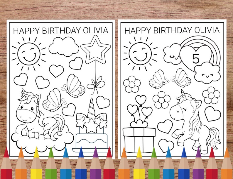 Unicorn Birthday Coloring Pages – Personalized Name and Age – Kids ...