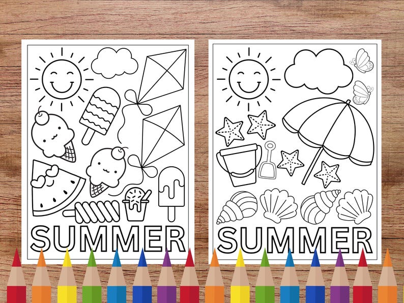 Summer Coloring Pages for Kids, Printable Beach & Vacation Coloring ...
